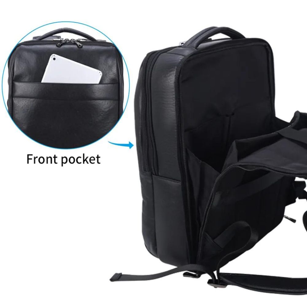 Black Leather Laptop Bag Business Backpack - Denali Leather Goods